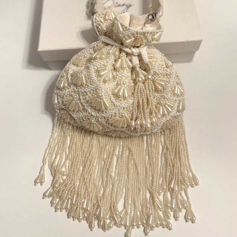 Ivory Beaded Bridal Potli Bag: Handmade Wedding Clutch - Etsy