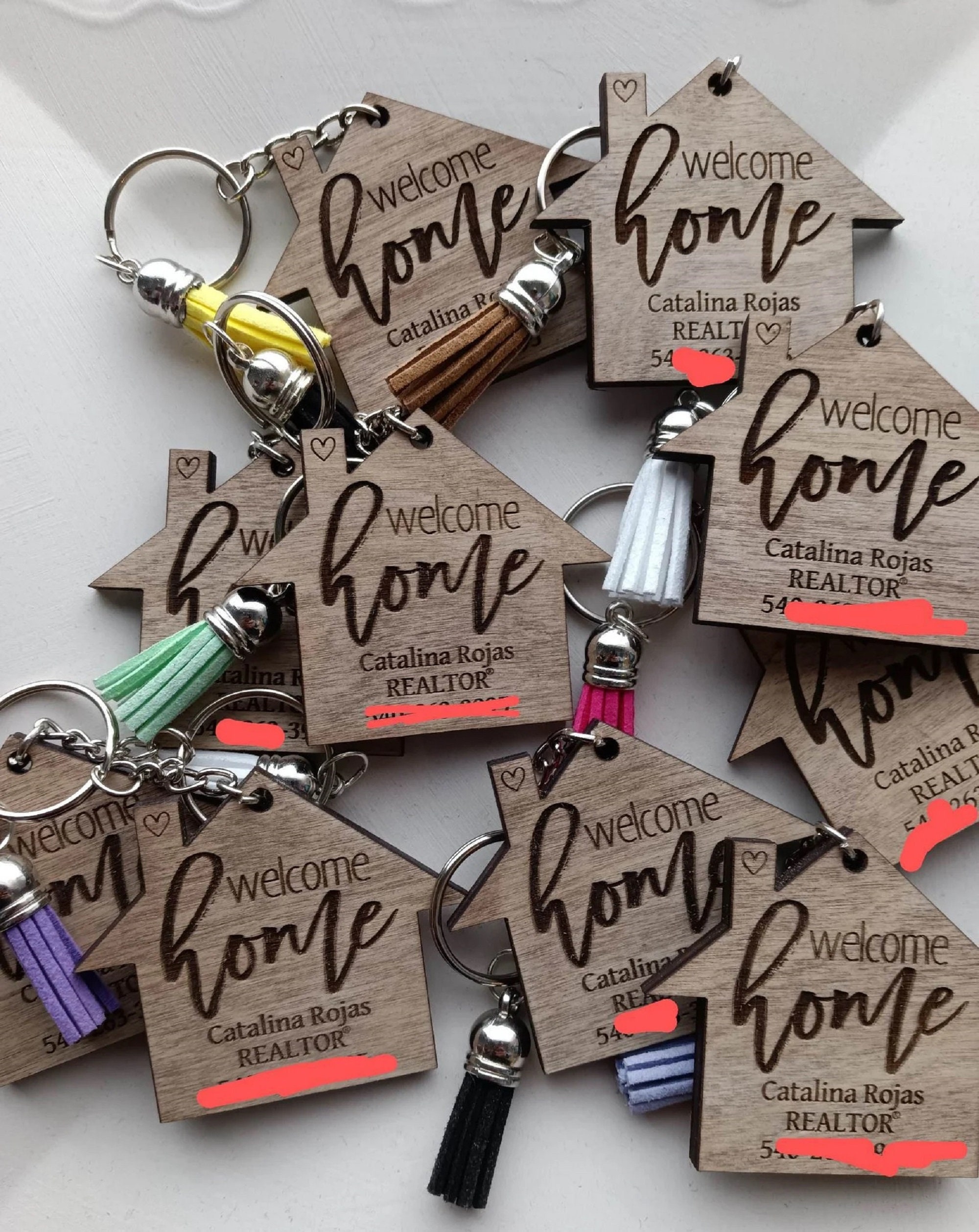 Personalized Wooden Realtor Keychain - Welcome Home - Housewarming ...