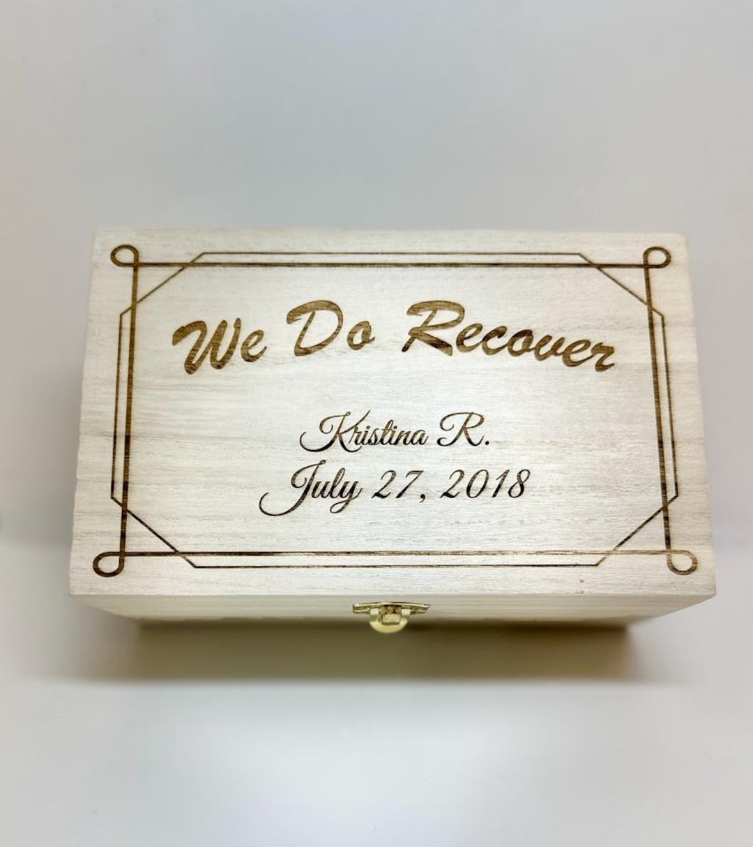 Alcoholics Anonymous AA Chip Holder Round Wood God Box Recovery Gift ...