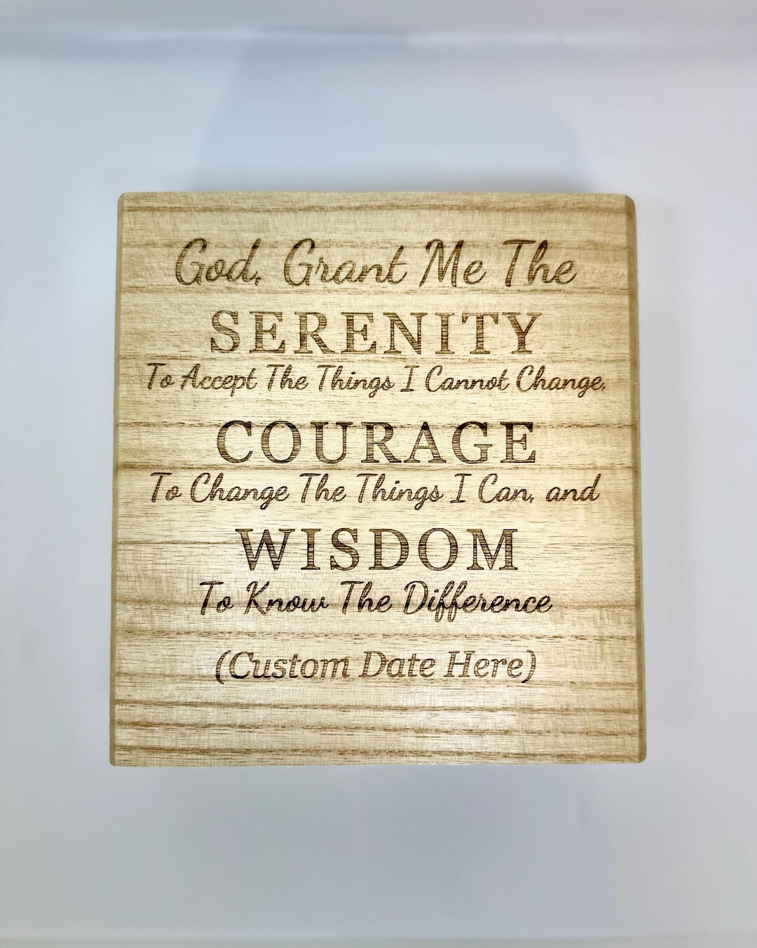 Alcoholics Anonymous AA Chip Holder Round Wood God Box Recovery Gift ...