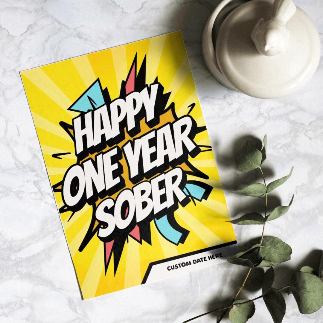 Personalized Sobriety Card, Custom Date Sober Card's, 1 Year Sobriety ...