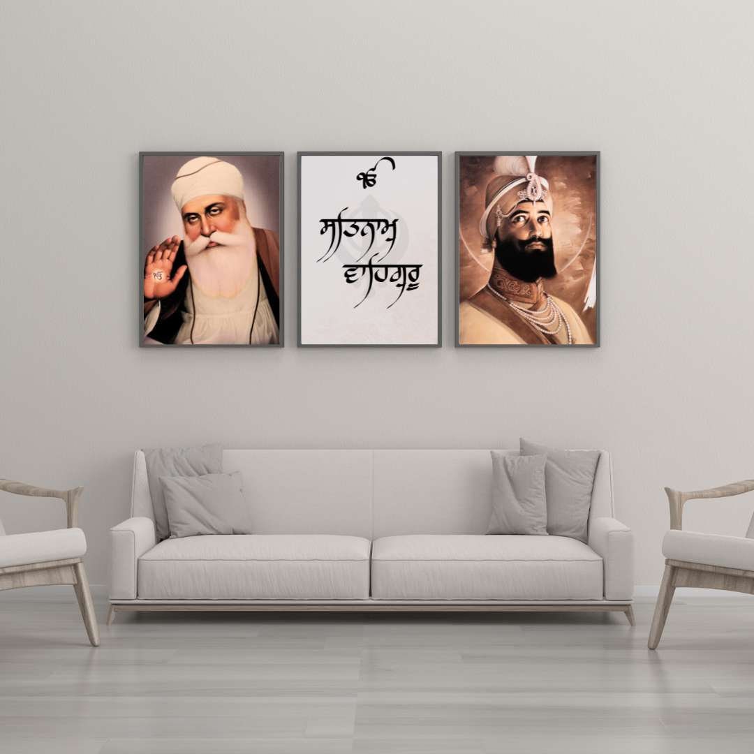 3 PC Wall Art | Guru Gobind Singh Ji | Guru Nanak Dev Ji | Sikh Art ...
