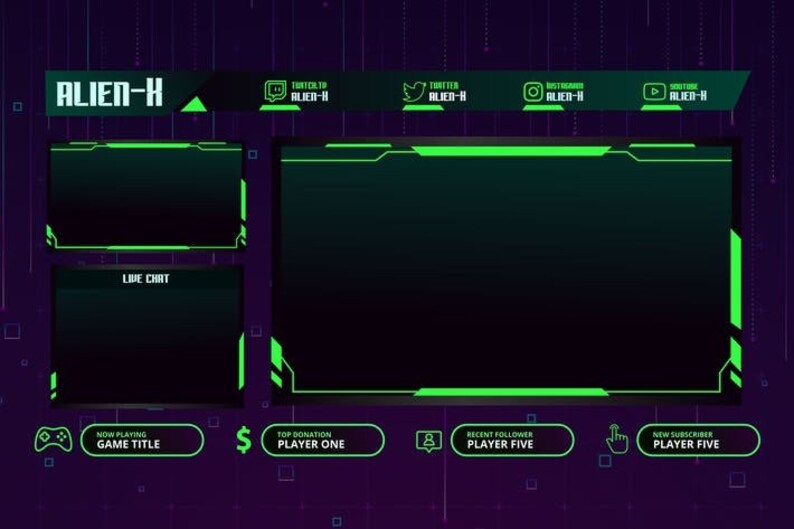 Alienx - Twitch Overlay Template - Etsy