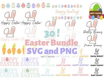 Happy Easter SVG/PNG Bundle L Bunny Ears Digital Art L - Etsy