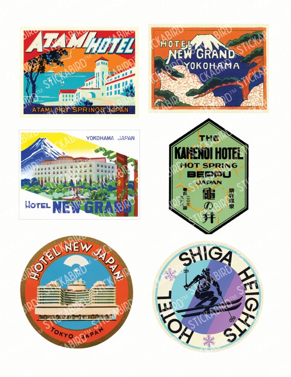 JAPAN Vintage Luggage Labels Bundle I 48 Printable Vintage - Etsy
