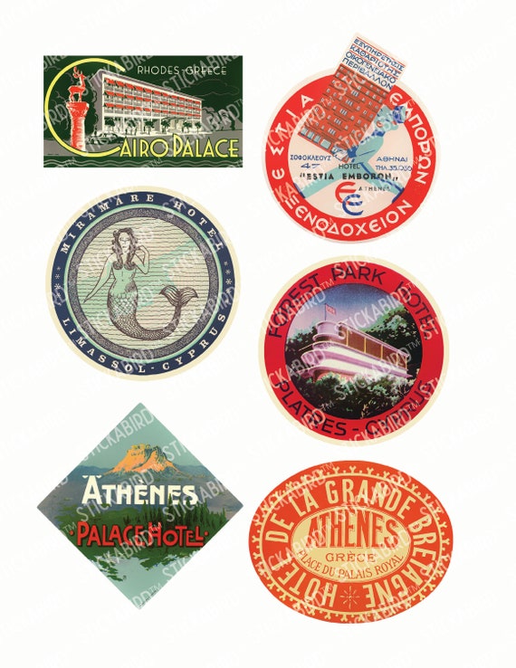 GREECE Vintage Luggage Labels Bundle I 16 Printable Vintage - Etsy