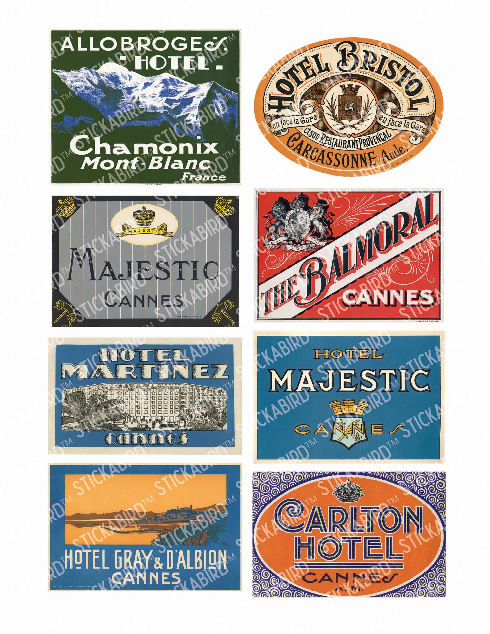 European Classics Luggage Labels Bundle 512 Printable Vintage Luggage ...