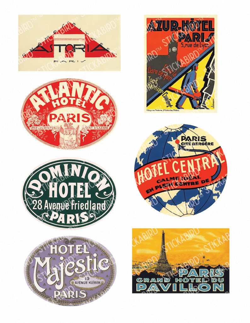 European Classics Luggage Labels Bundle 512 Printable Vintage Luggage ...