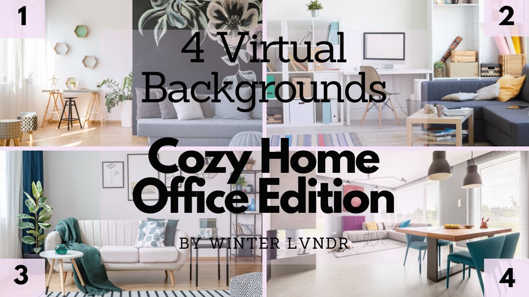 Virtual Backgrounds (zoom, Microsoft Teams, Skype) - Pack of 4 - Cozy ...