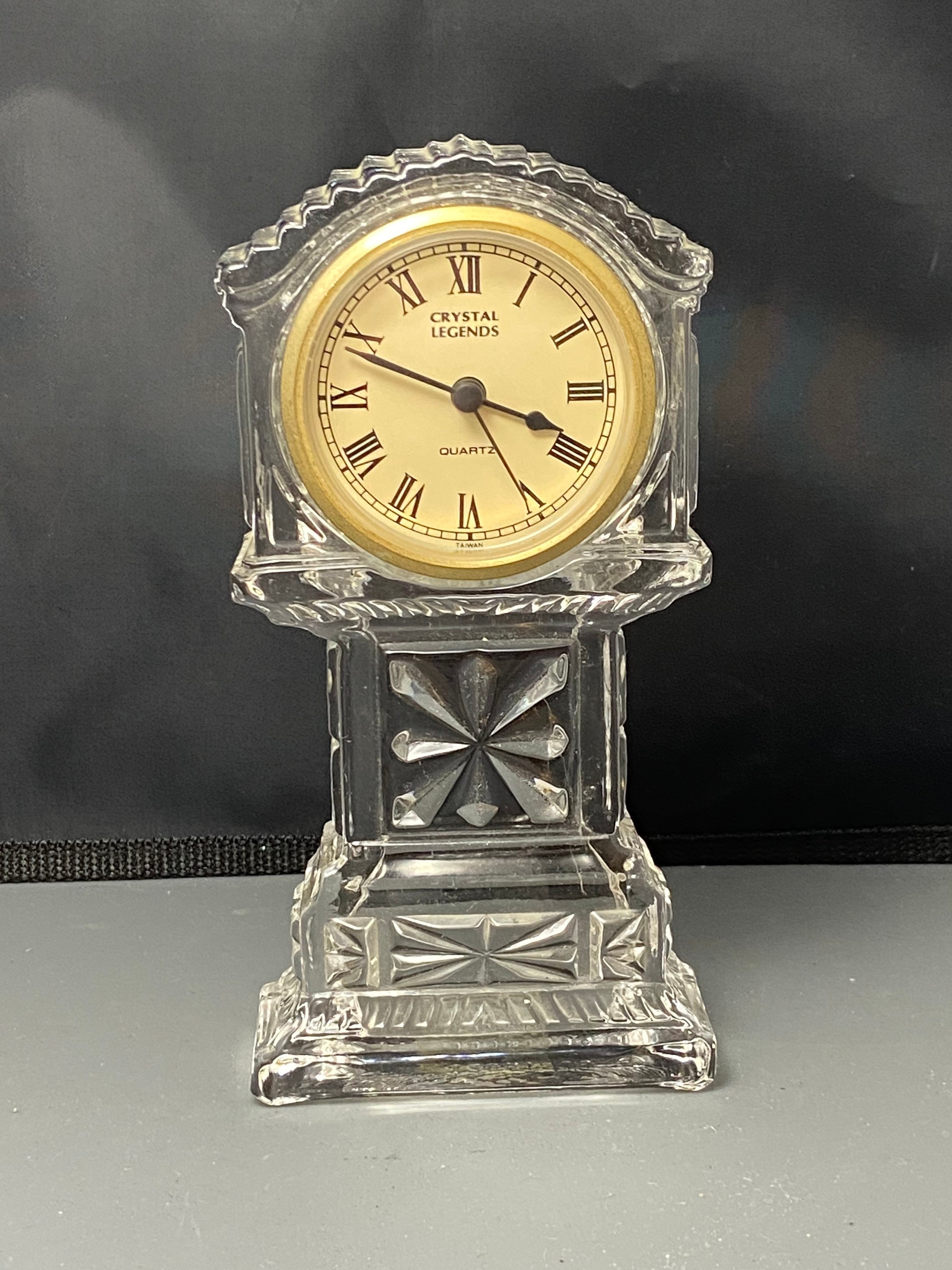 Vintage Glass Grandfather Style Desk Clock / Small Glass Clock as Is ...