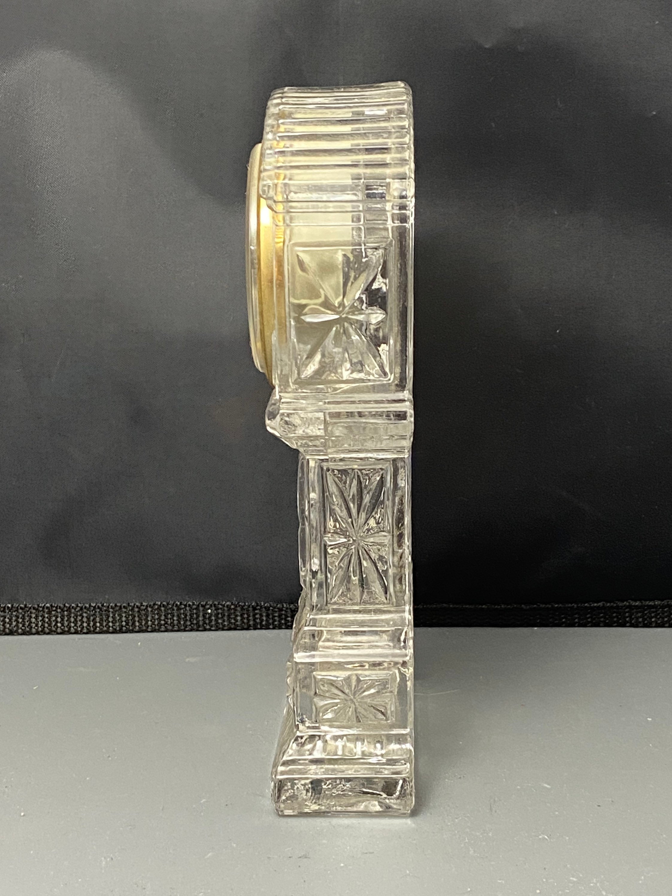 Vintage Glass Grandfather Style Desk Clock / Small Glass Clock as Is ...