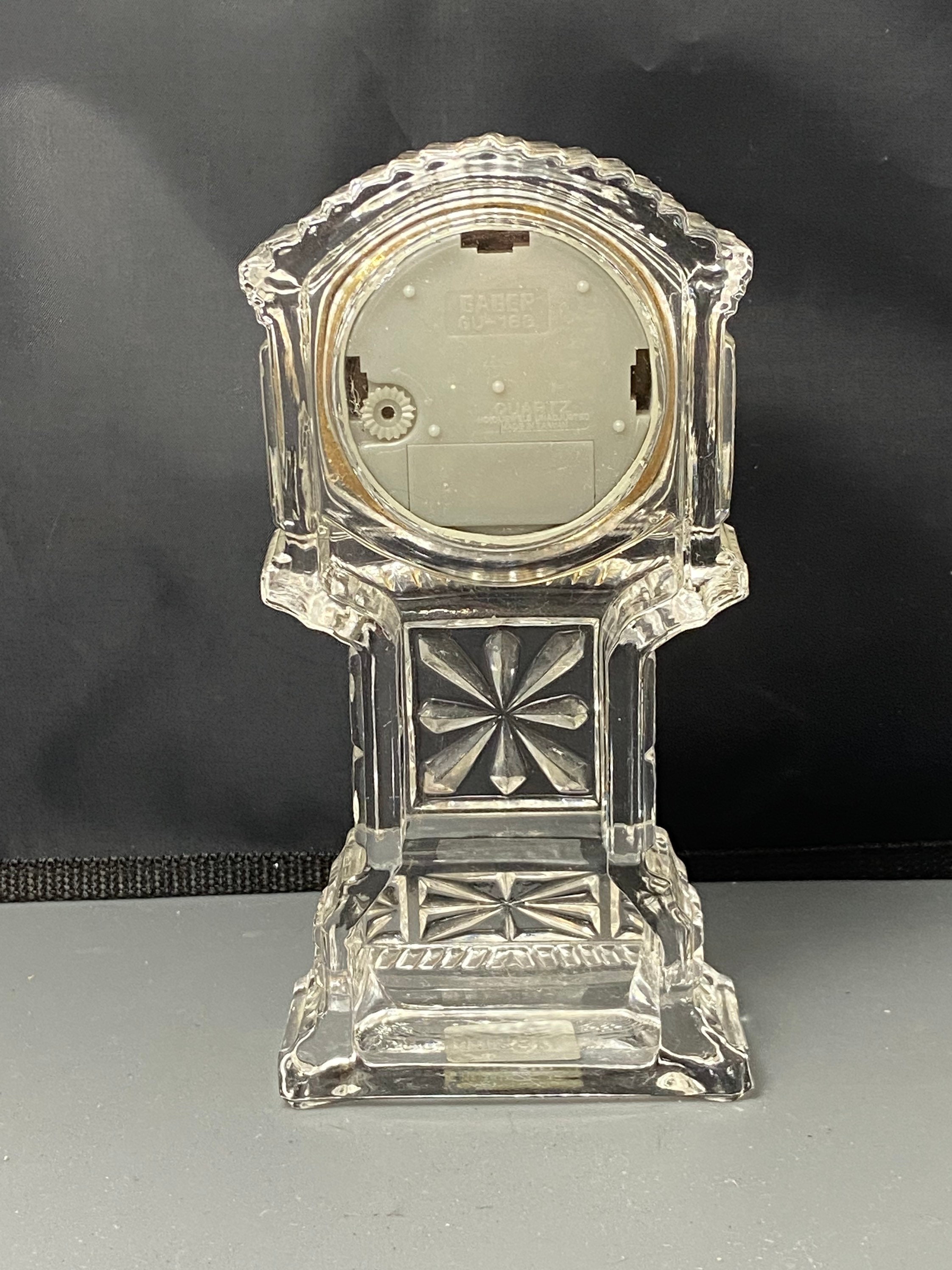 Vintage Glass Grandfather Style Desk Clock / Small Glass Clock as Is ...