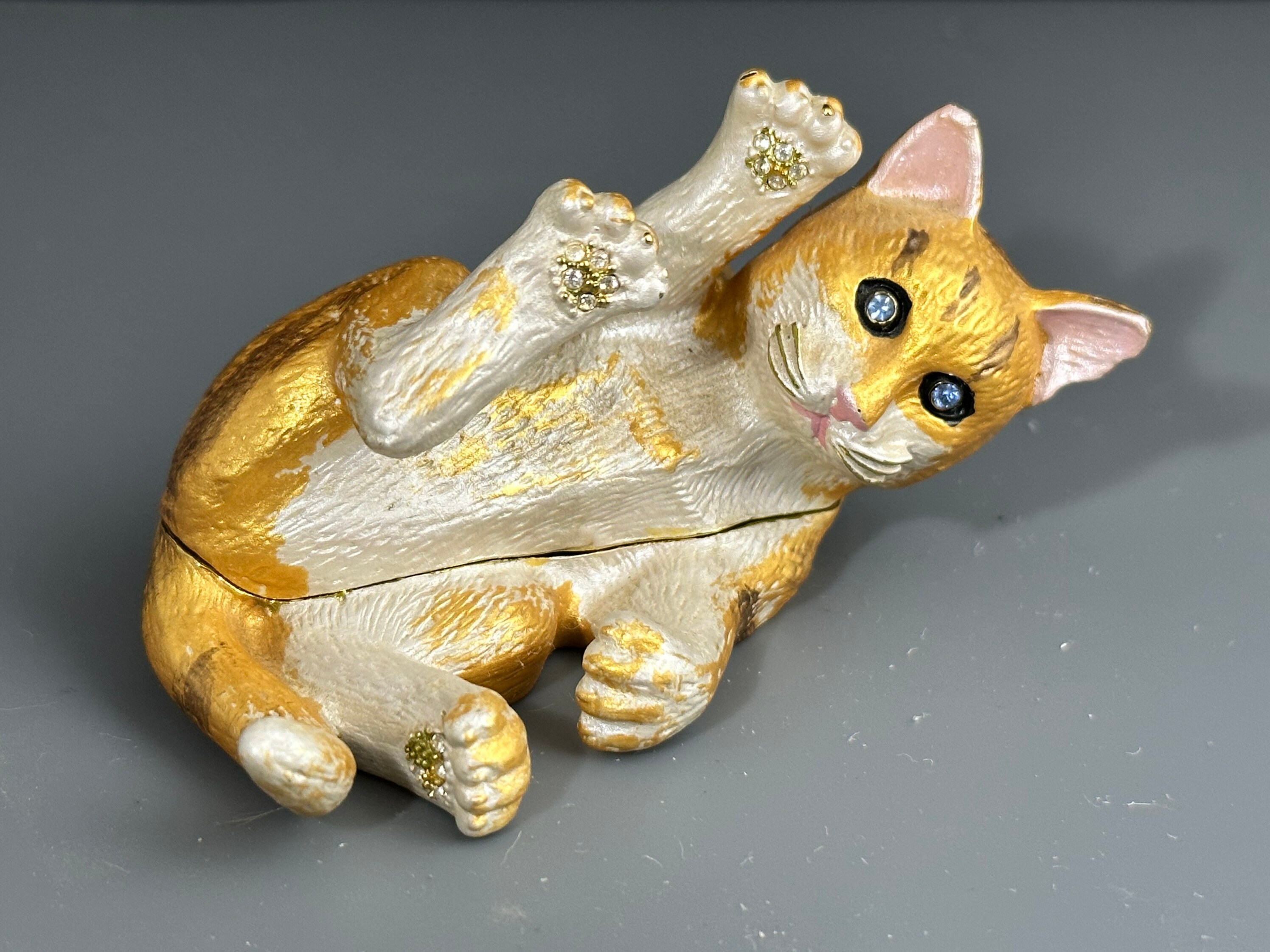Rucinni Playful Cat Trinket Box / Vintage Cat Trinket Box With ...