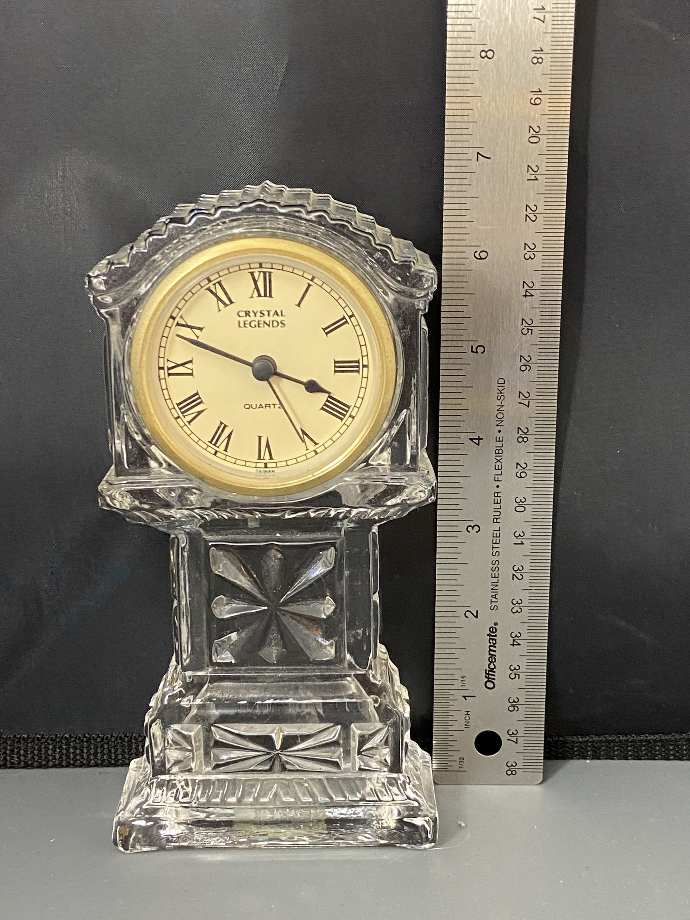 Vintage Glass Grandfather Style Desk Clock / Small Glass Clock as Is ...