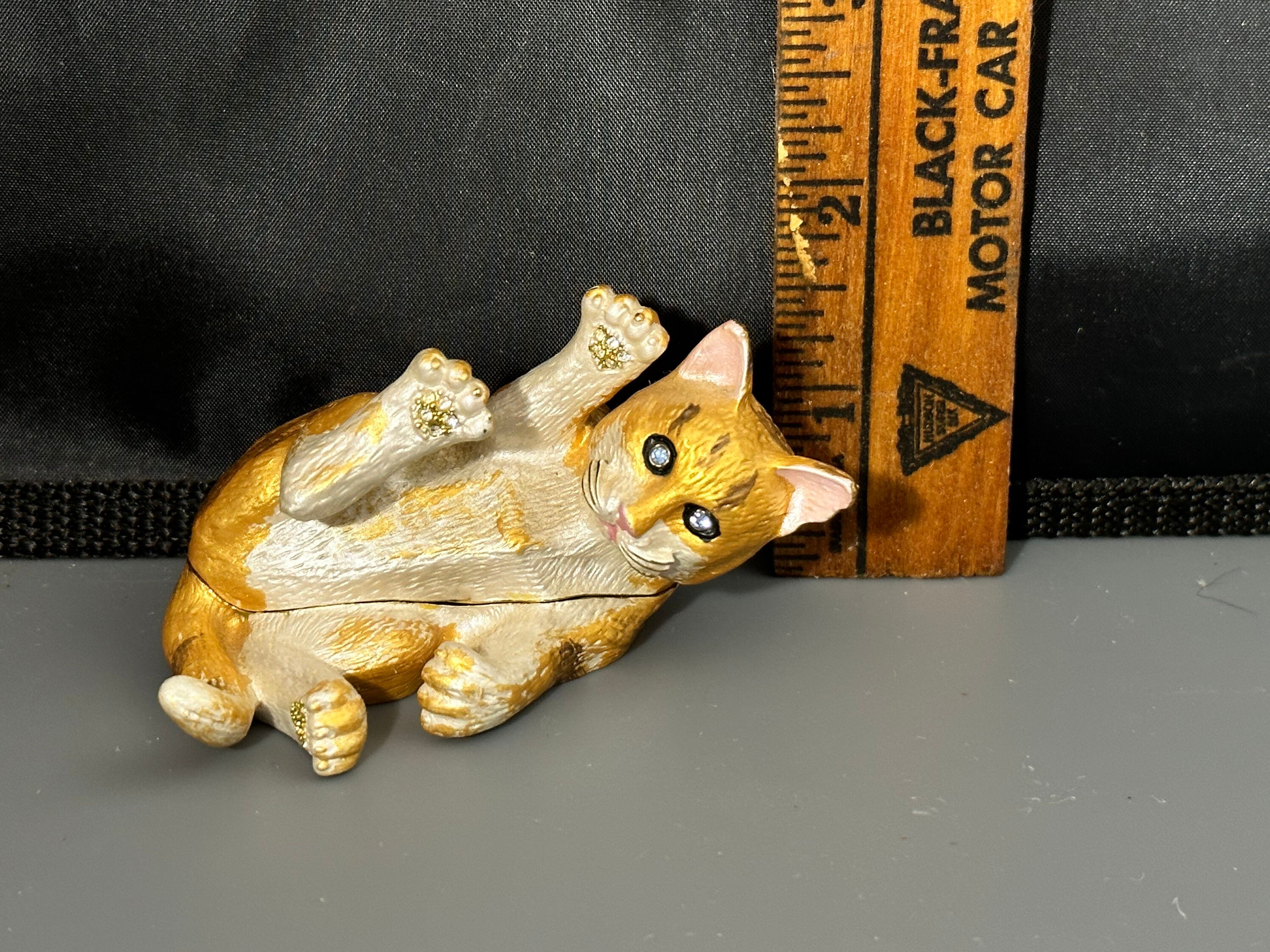 Rucinni Playful Cat Trinket Box / Vintage Cat Trinket Box With ...