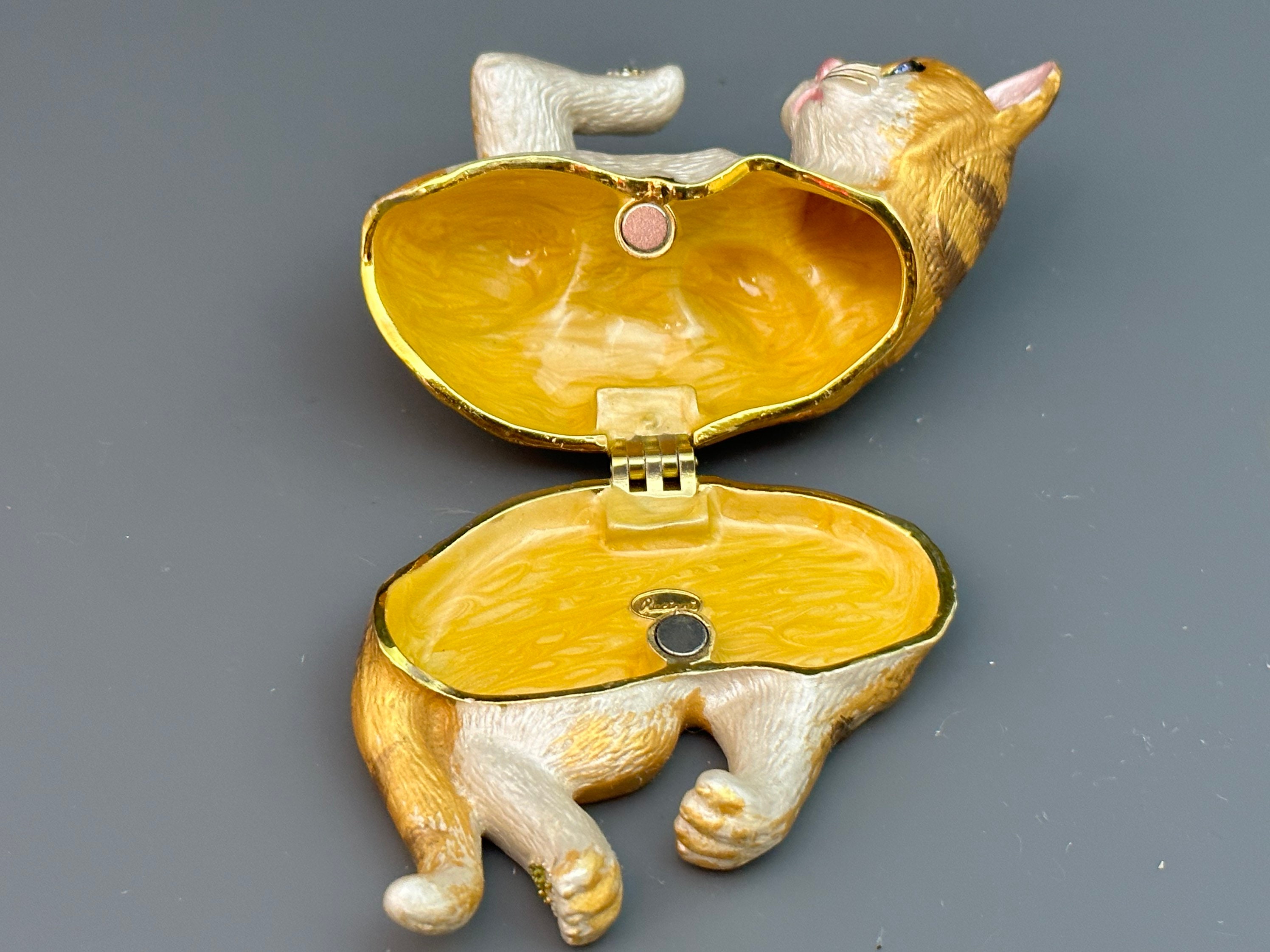 Rucinni Playful Cat Trinket Box / Vintage Cat Trinket Box With ...