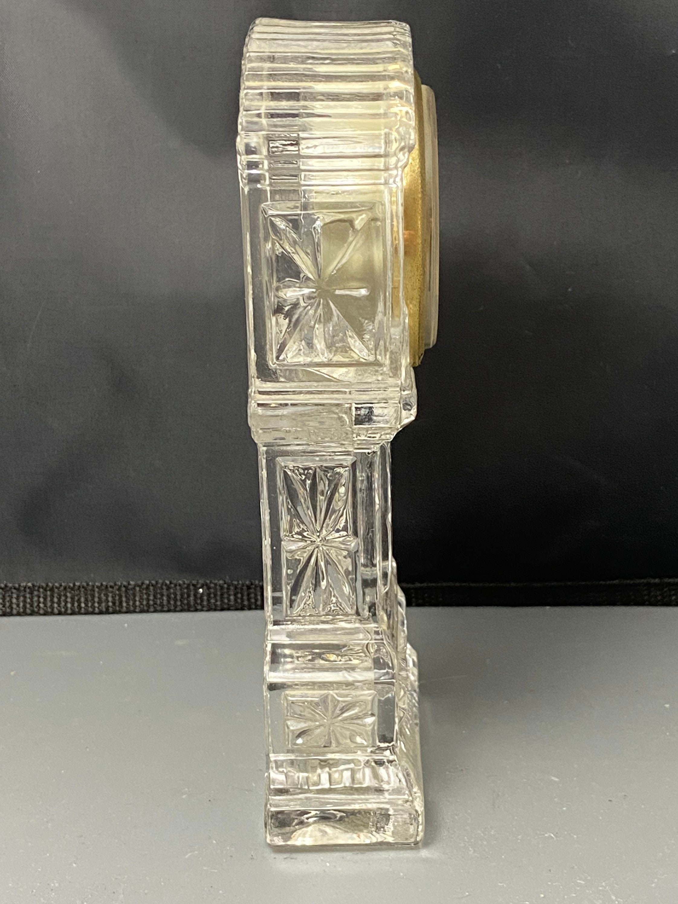 Vintage Glass Grandfather Style Desk Clock / Small Glass Clock as Is ...