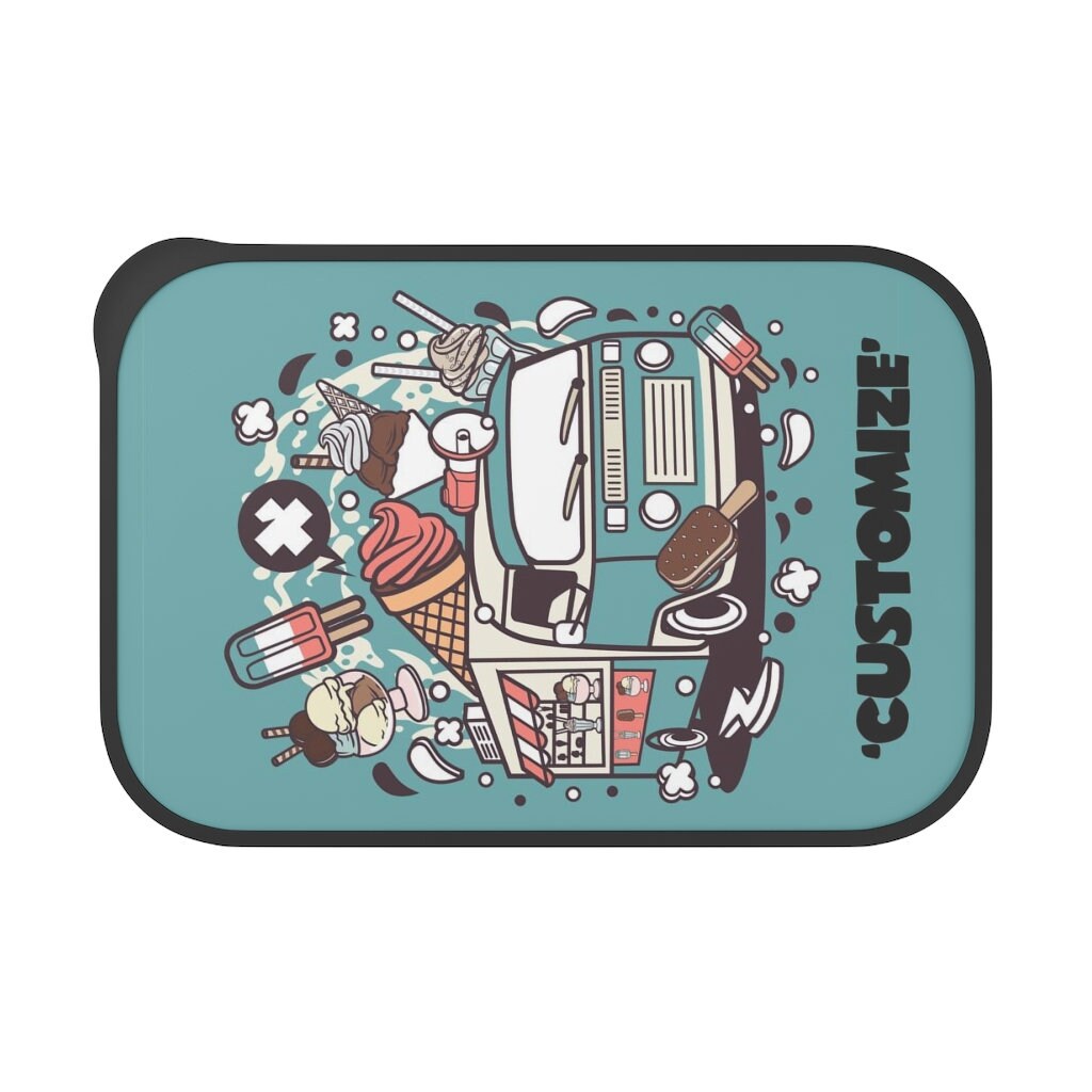 ICE CREAM VAN Custom Bento Lunch Box With Band and Utensils | Eco ...