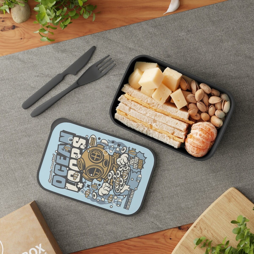 OCEAN LOOPS Bento Lunch Box With Band and Utensils | Eco-friendly - Etsy