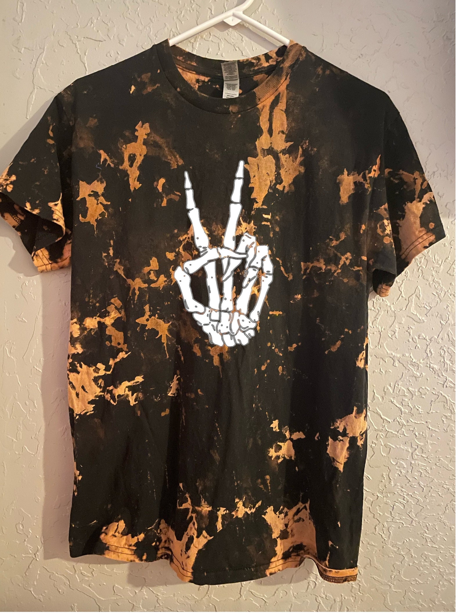Acid Wash Skeleton Hand Shirt Peace Sign Hand Shirt Acid - Etsy