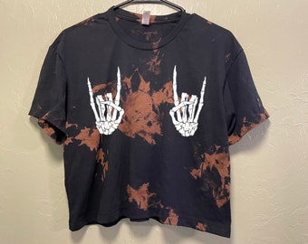 Skeleton Hand Shirt, Acid Wash Shirt, Bleached Shirt, Skeleton Shirt ...