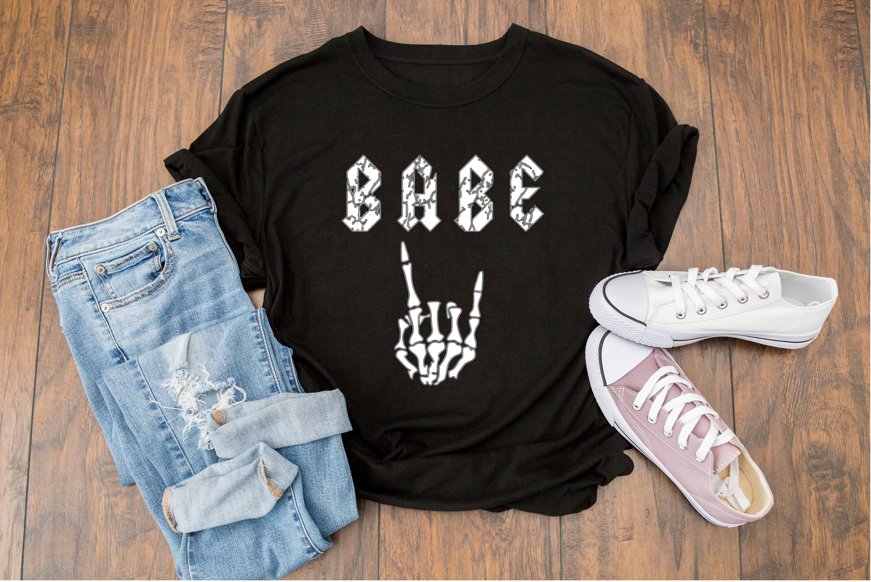 Acid Wash Rocker Skeleton Hands Shirt//rock on Shirt//rocker Babe Shirt ...