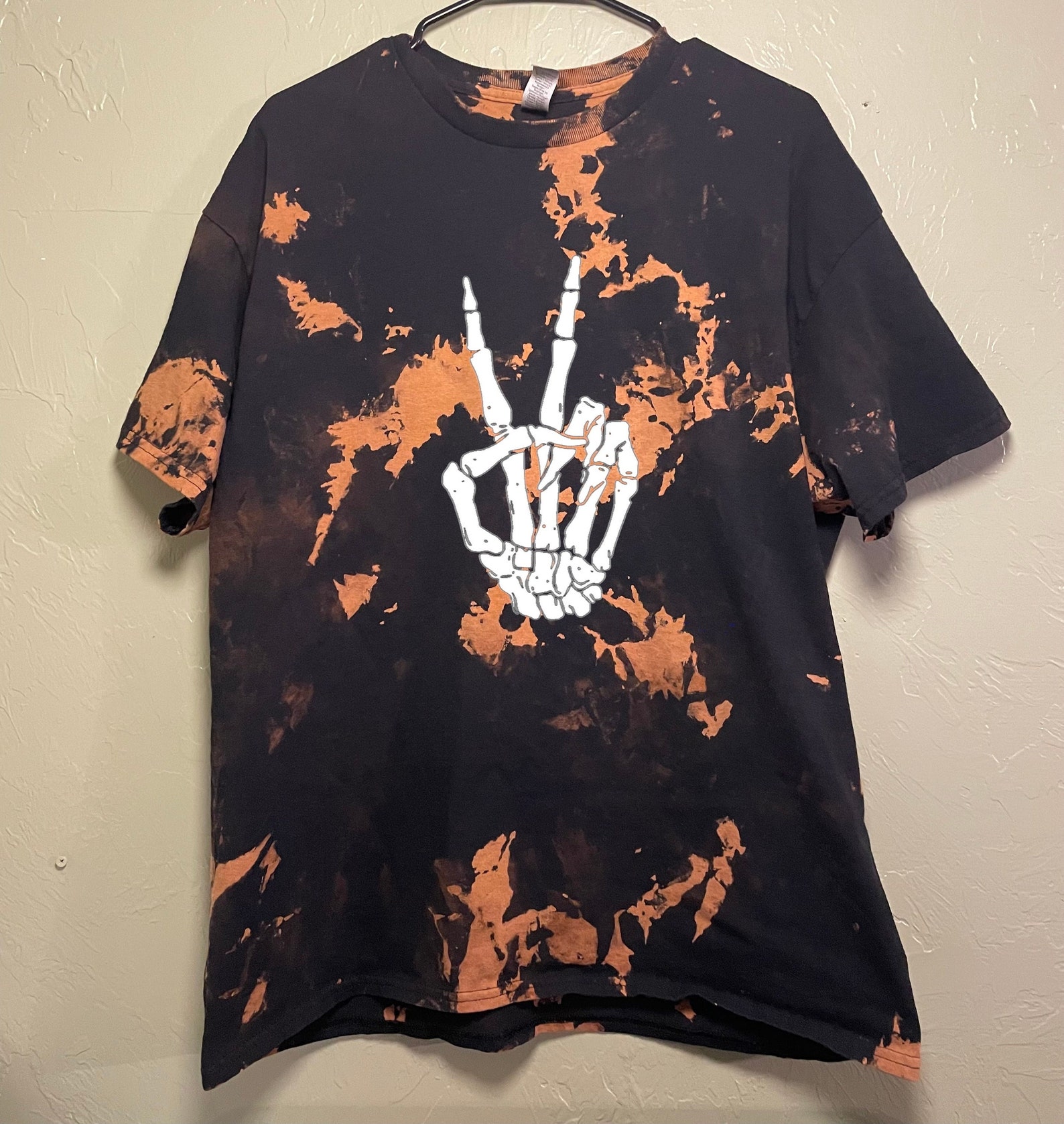 Acid Wash Skeleton Hand Shirt Peace Sign Hand Shirt Acid - Etsy