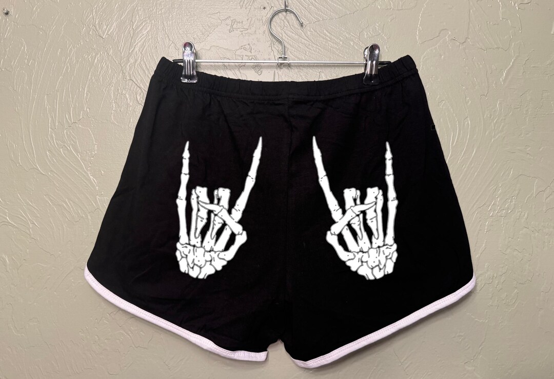 Rock on Skeleton Hands Dolphin Shorts, Rock on Shorts, Booty Shorts ...