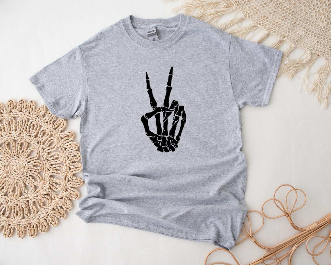 Acid Wash Skeleton Hand Shirt Peace Sign Hand Shirt Acid - Etsy