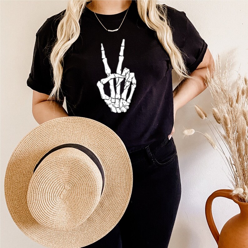 Acid Wash Skeleton Hand Shirt Peace Sign Hand Shirt Acid - Etsy