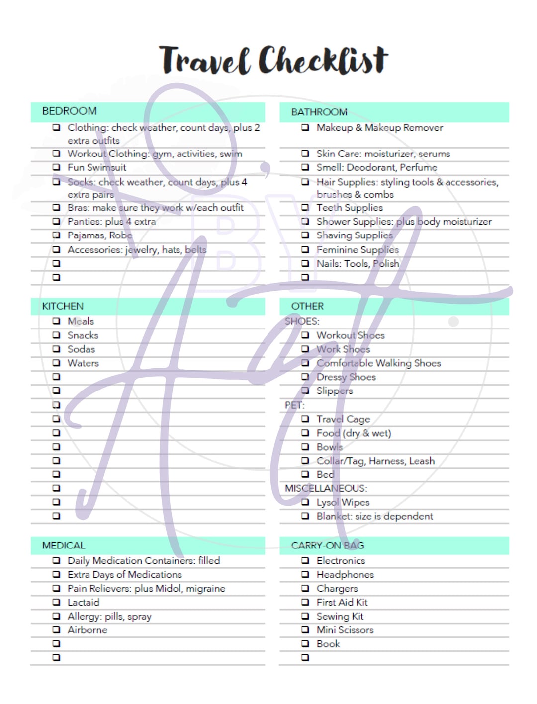Travel Checklist Ultimate Packing and Travel Planning Tool - Etsy