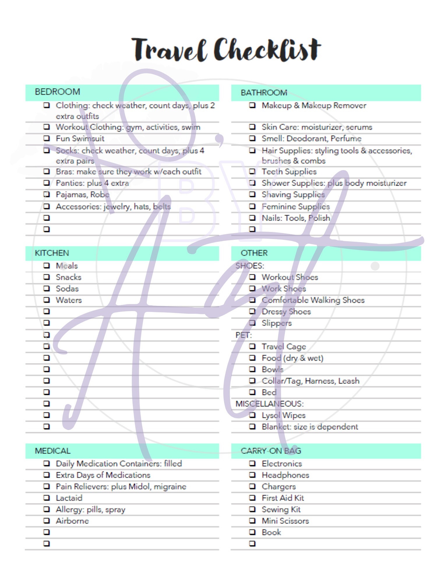 Travel Checklist Ultimate Packing and Travel Planning Tool - Etsy