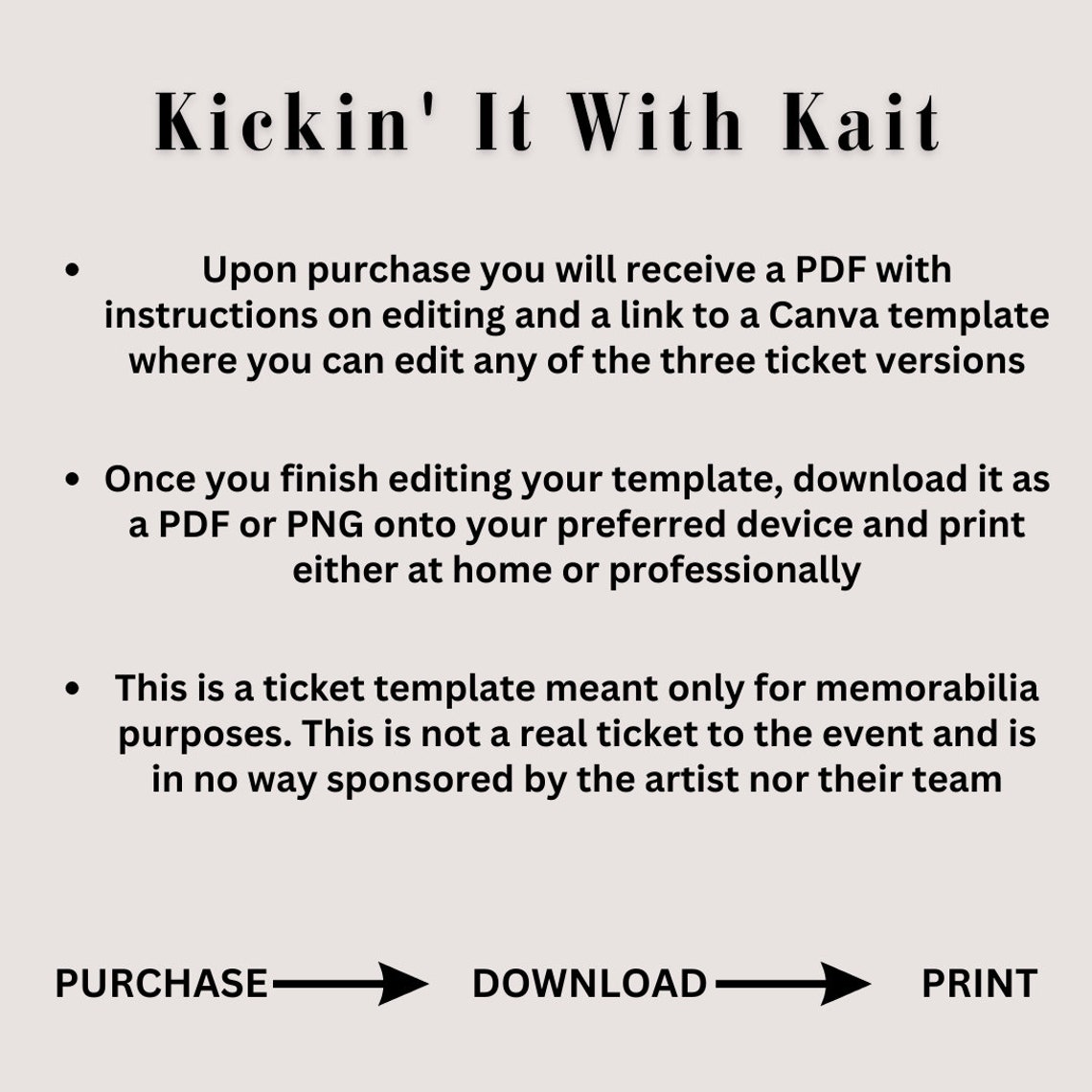 Concert Ticket Memorabilia. Artist Show Keepsake/memento. Generic Show ...