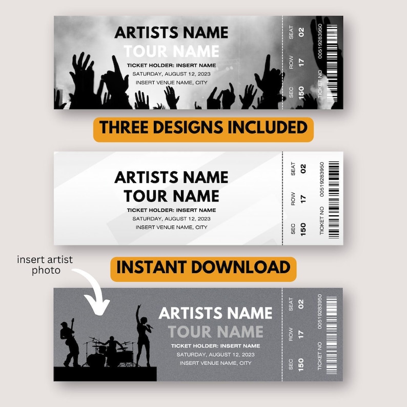 Concert Ticket Memorabilia. Artist Show Keepsake/memento. Generic Show ...