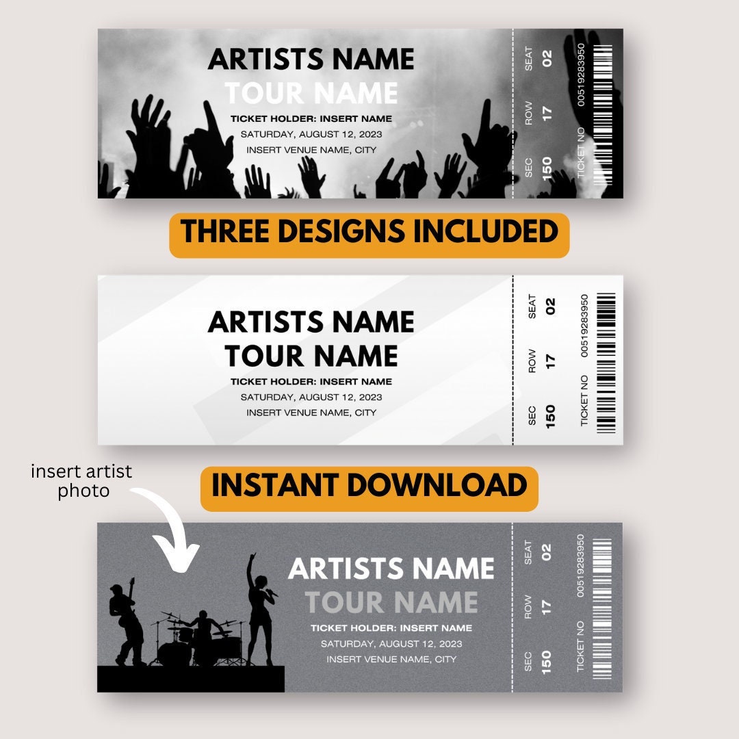 Concert Ticket Memorabilia. Artist Show Keepsake/memento. Generic Show ...