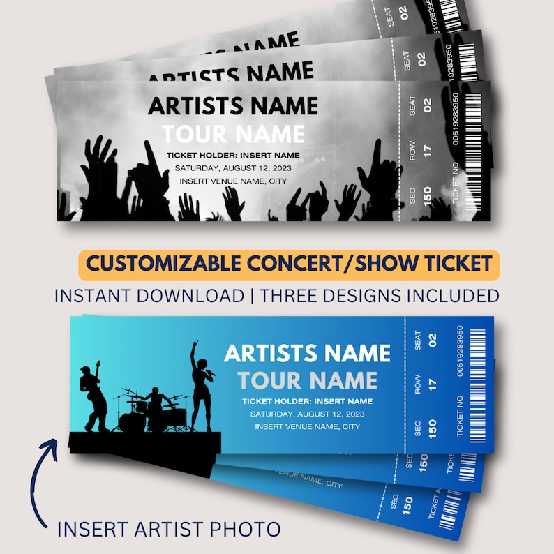 Concert Ticket Memorabilia. Artist Show Keepsake/memento. Generic Show ...
