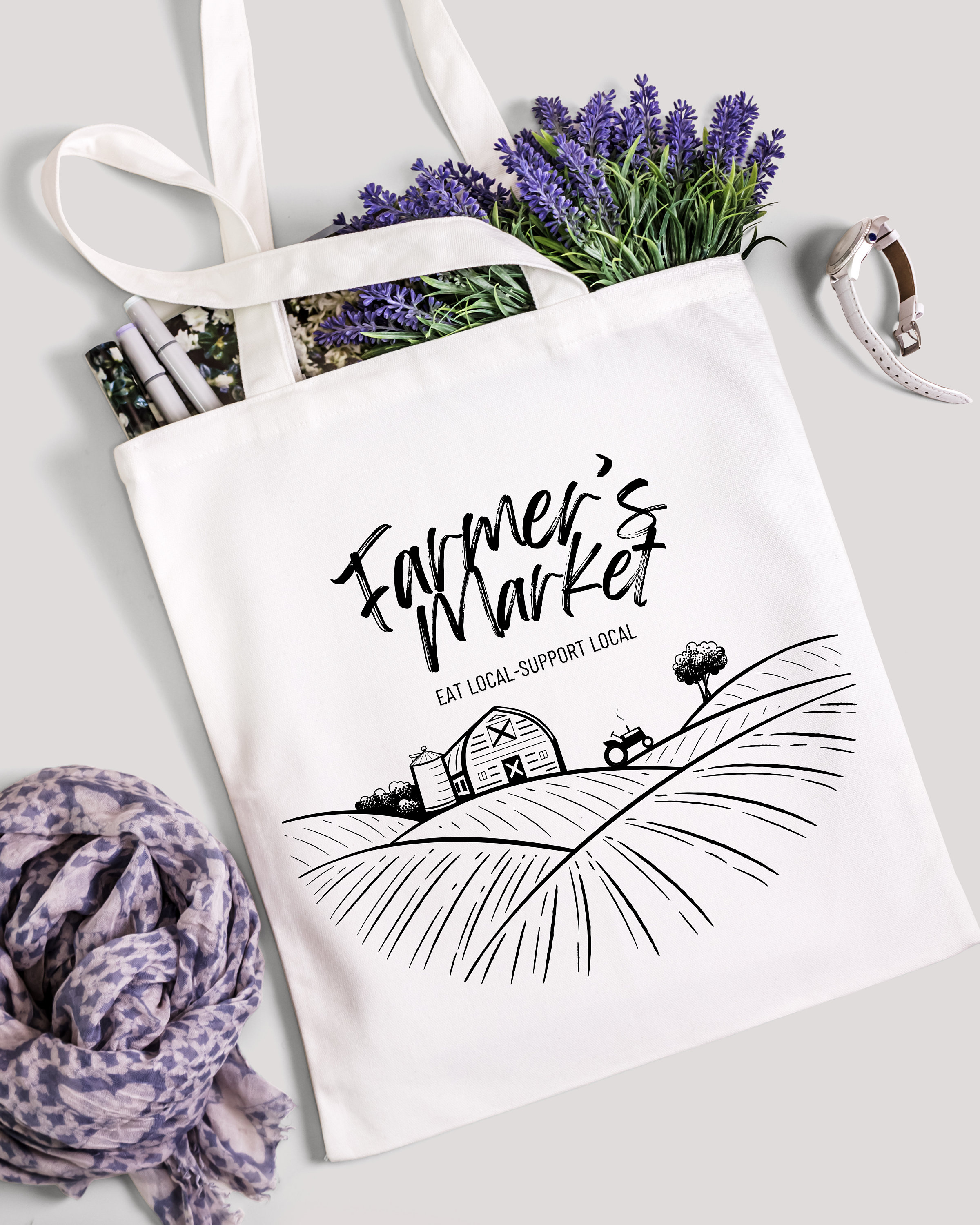 Farmer's Market Tote Bag PNG Design , Support Local Bag , Digital ...