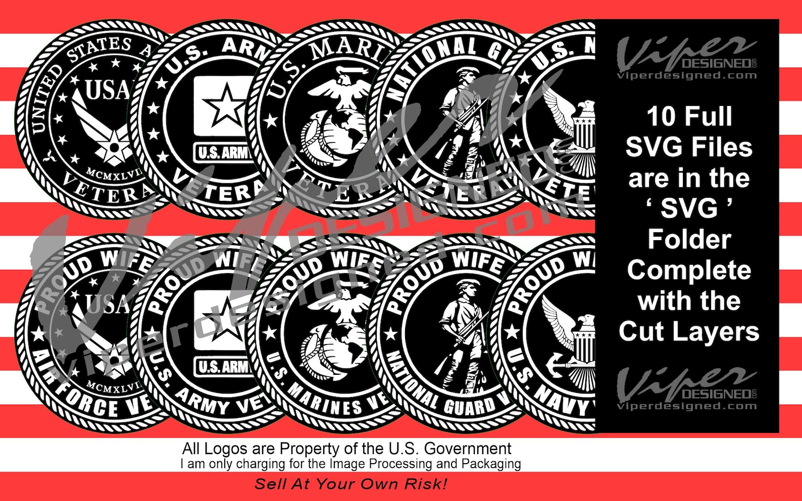 10 U.S. Military Emblem Graphics in 2 Formats - 40 Images is All - Etsy
