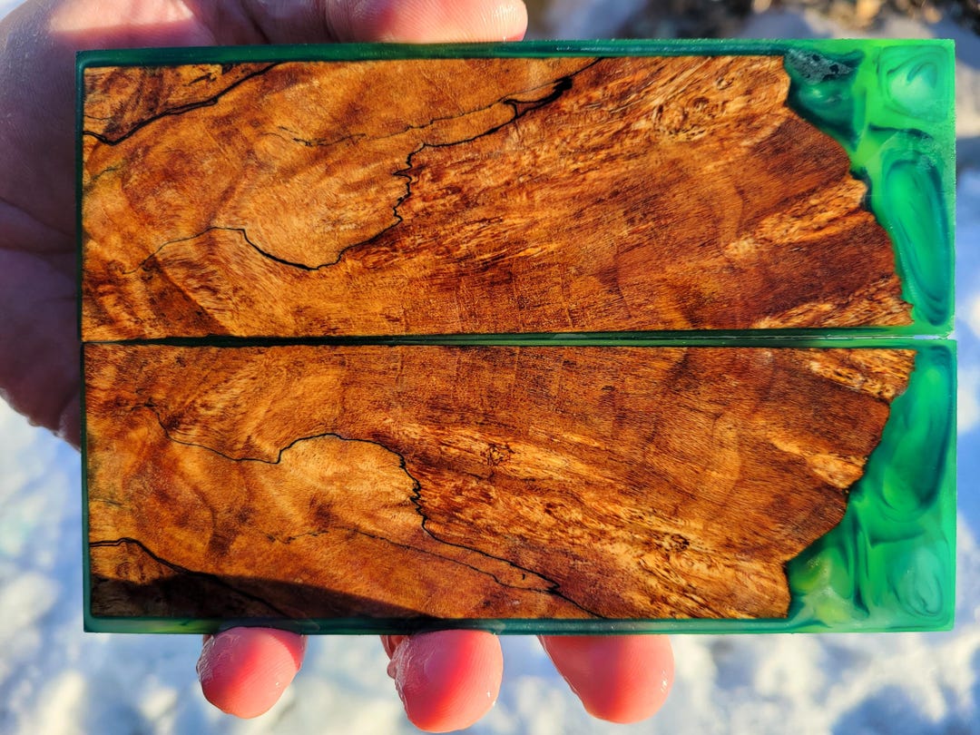 Stabilized Natural Spalted Maple Cast in Translucent Green, Dark Green ...