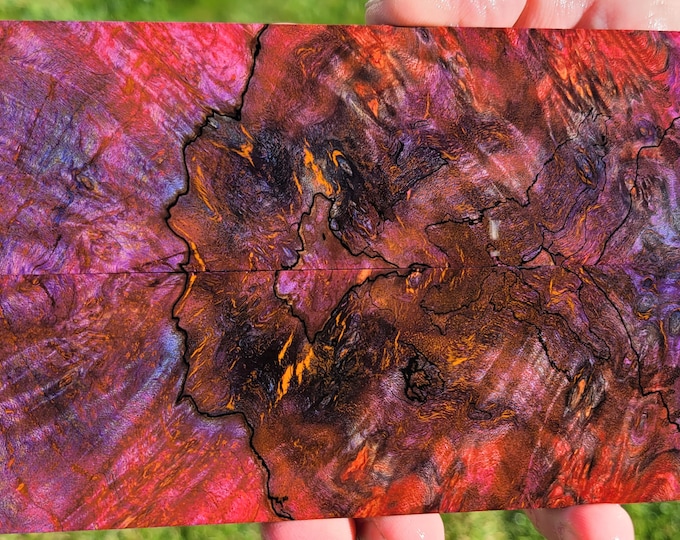 Stabilized Triple Dyed Spalted Maple Burl Knife Scales Handle Material ...