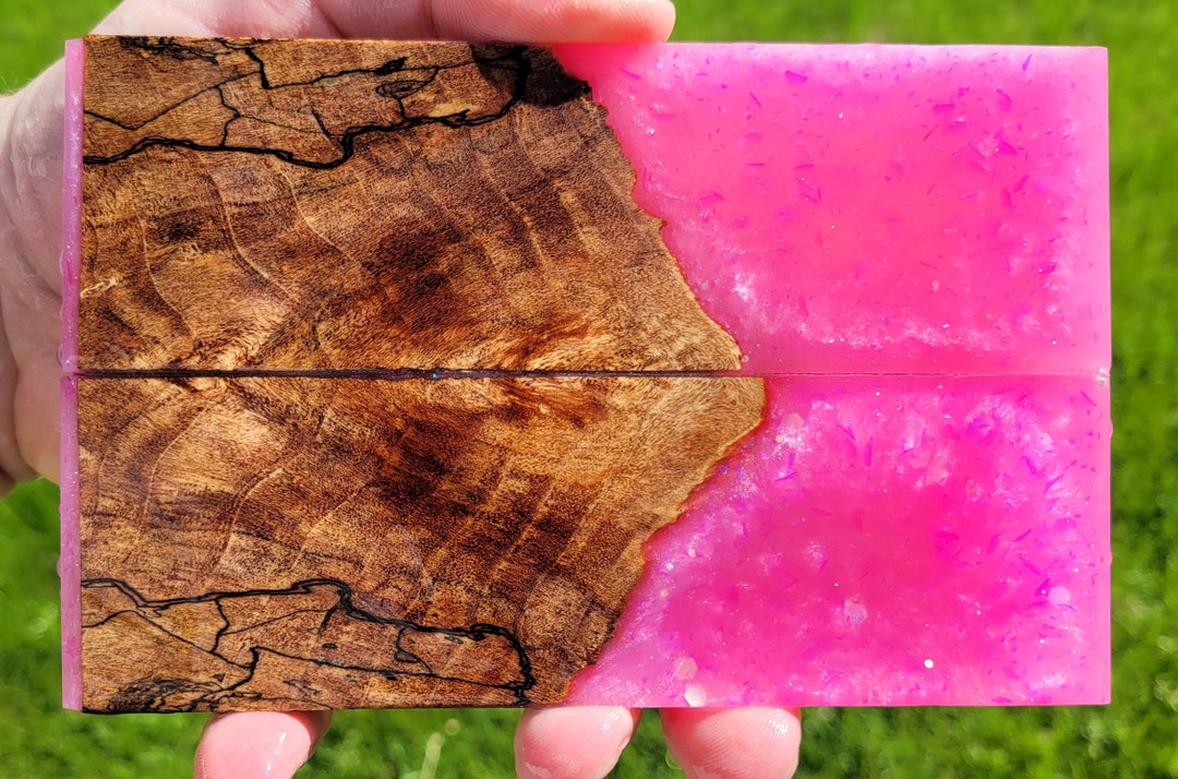 Stabilized Natural Spalted Maple Cast in Bright Pink Glitter Resin ...