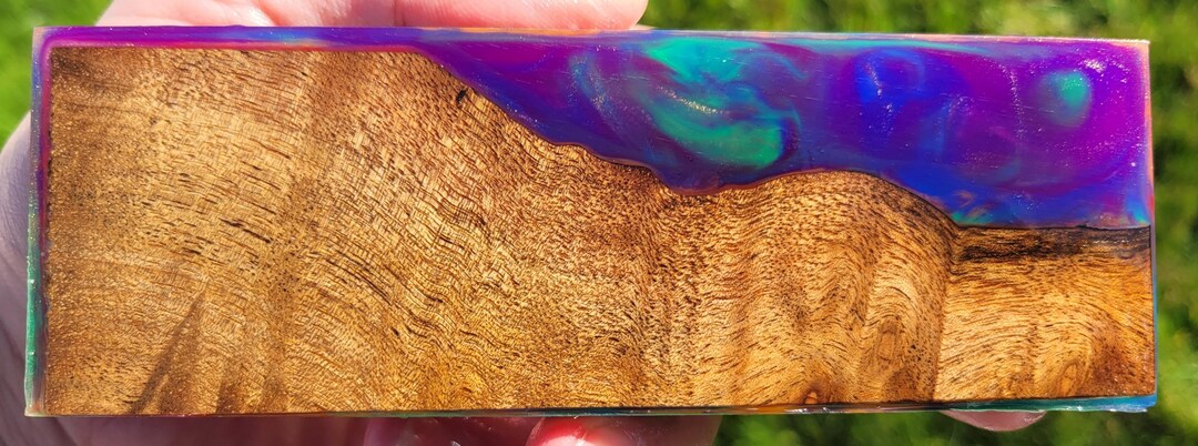 Stabilized Natural Sycamore Burl Hybrid Resin Hidden Tang Knife Handle ...