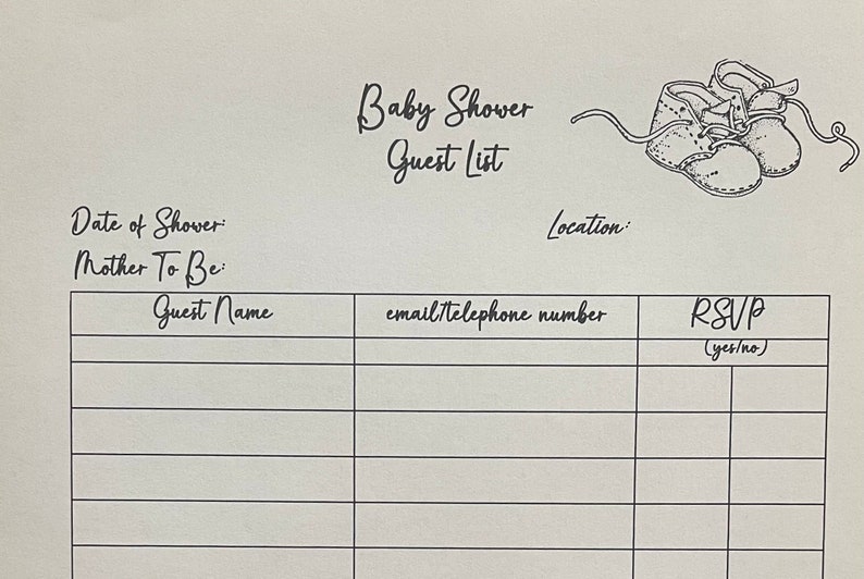 Baby Shower Guest List - Etsy