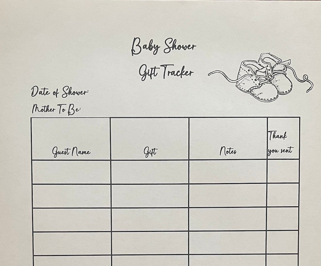 Baby Shower Gift Log Tracker - Etsy