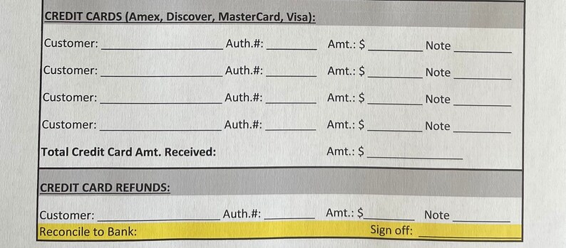 Daily Deposit Worksheet - Etsy