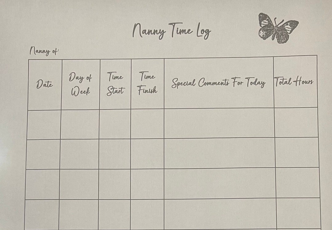 Nanny Time Log - Etsy