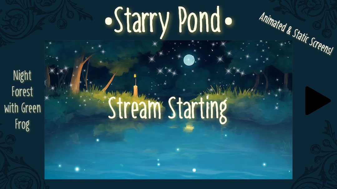 Animated Twitch Screens "starry Pond" Cute Frog Overlay Streamer Kawaii ...