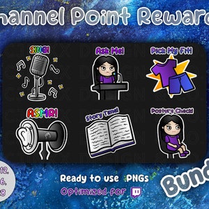 Twitch Reward Icon Bundle "black Hair" Cute Channel Point Reward Twitch ...