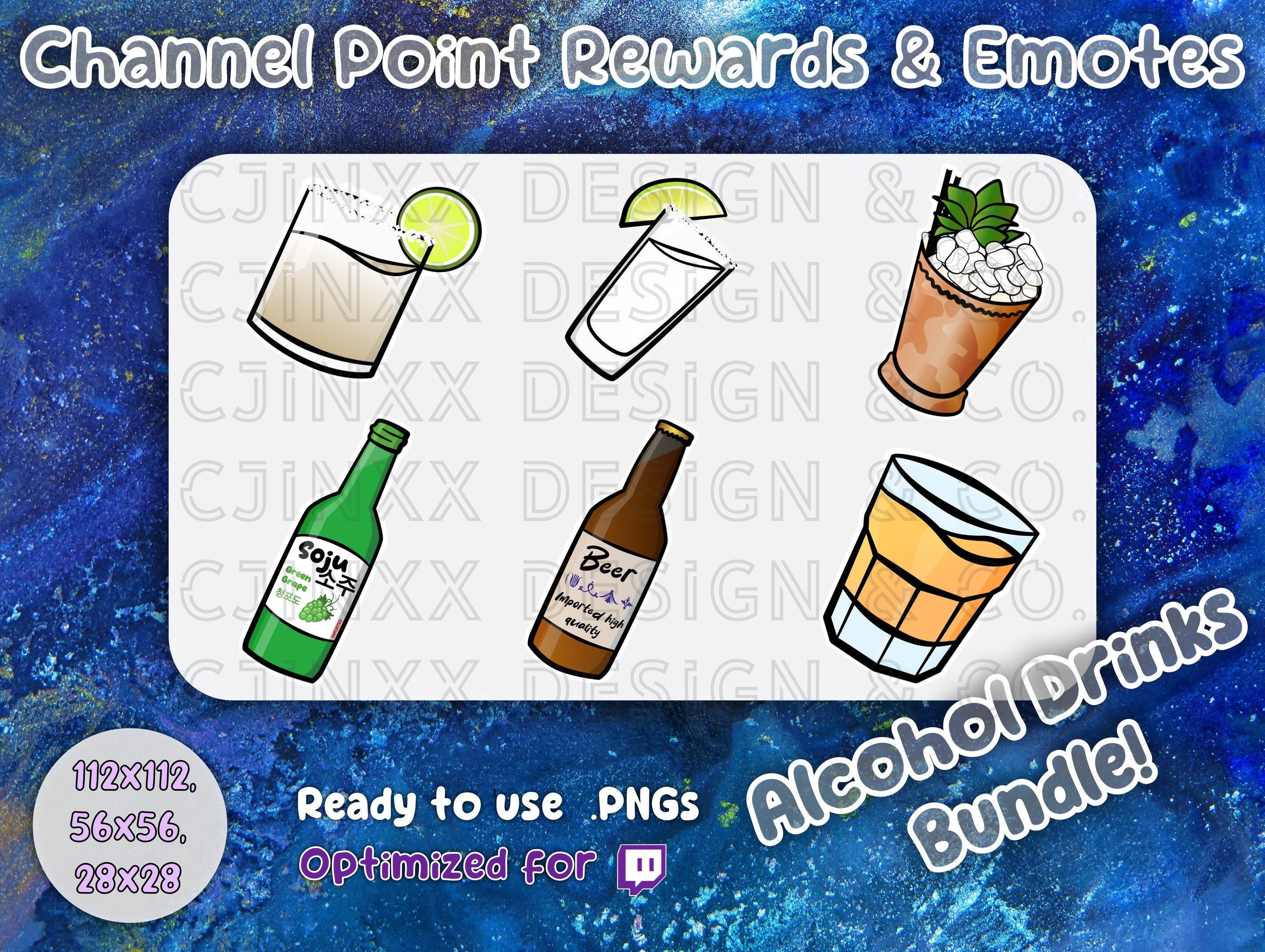 Twitch Icon Bundle, "alcohol Drinks Pack", Channel Reward & Emote, Cute ...