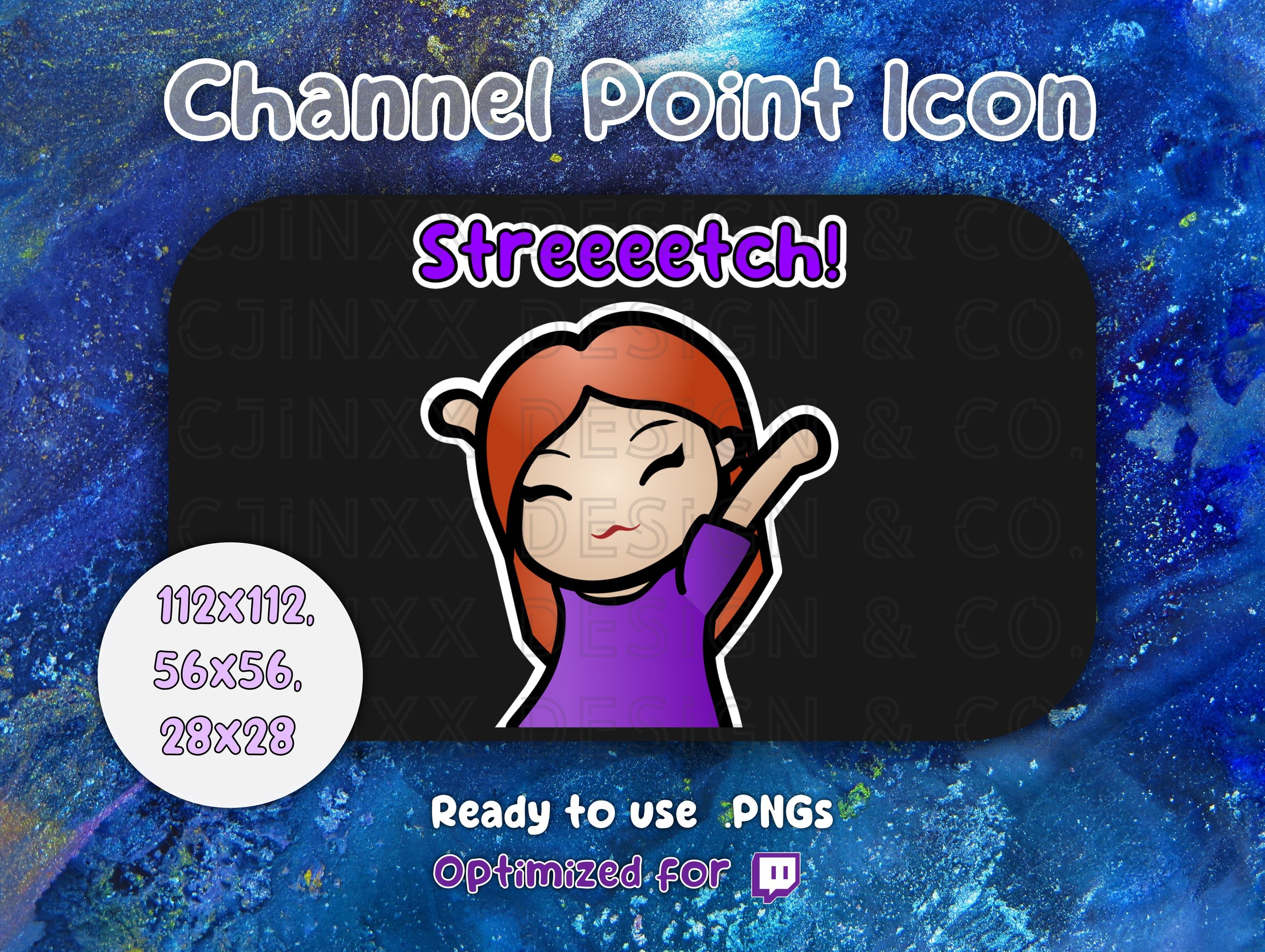 STRETCH Fun Twitch Reward, Red Hair Girl Purple Shirt Channel Point ...